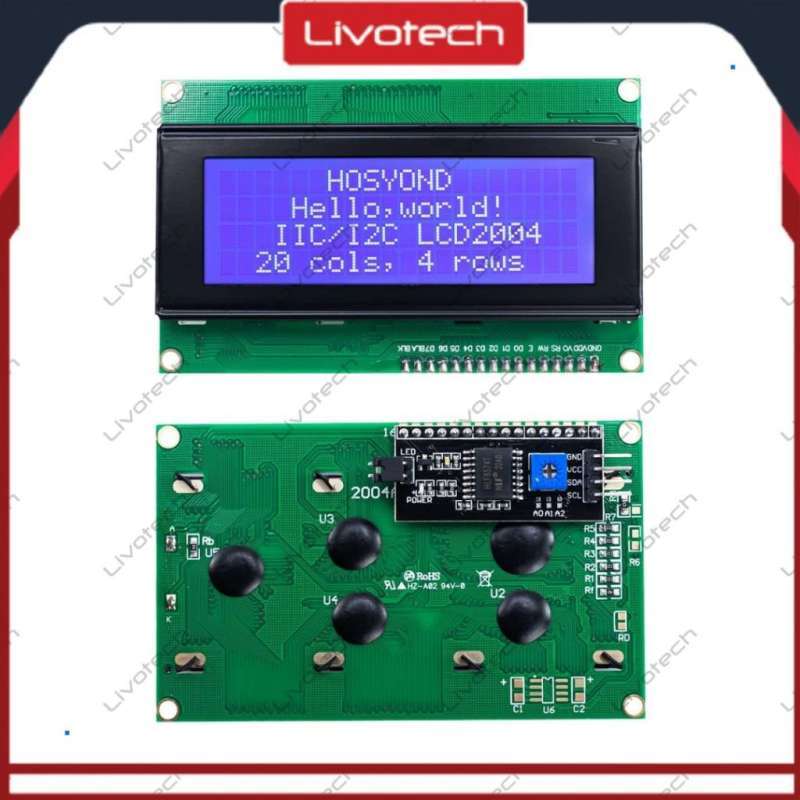 Jual LCD Display Blue 20x4 I2C Character 2004 Background Layar Biru ...