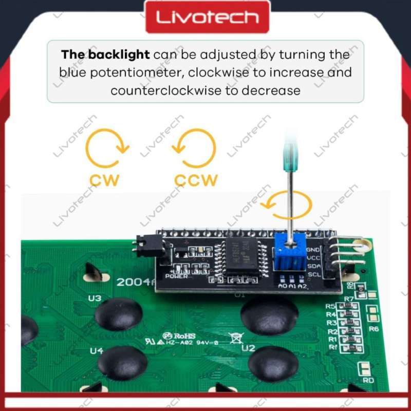 Jual LCD Display Blue 20x4 I2C Character 2004 Background Layar Biru ...