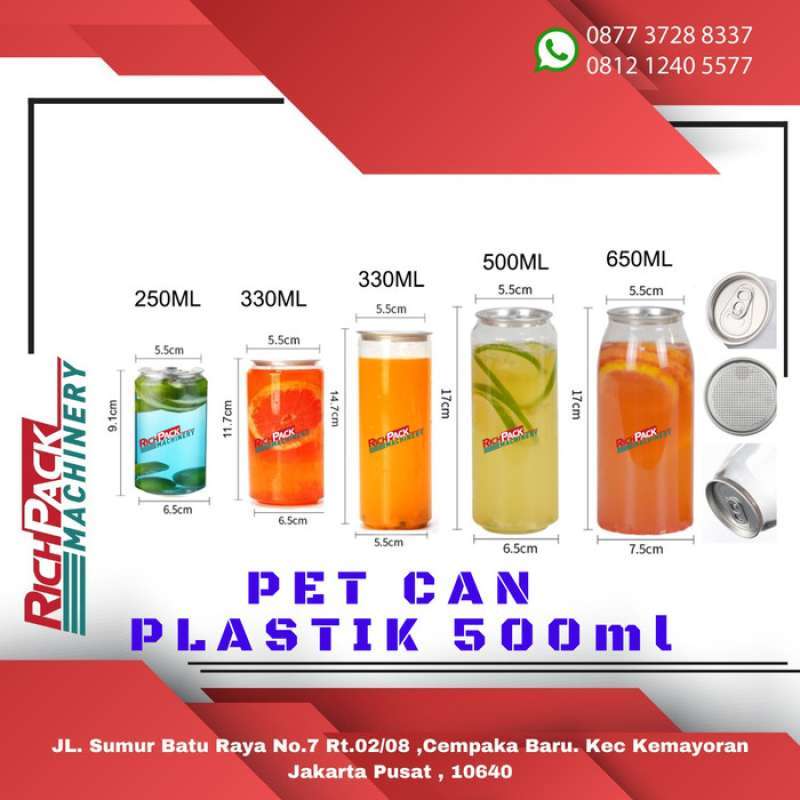 Promo Botol Pet Can Kaleng Plastik Transaparan 500ml Diskon 33% di ...
