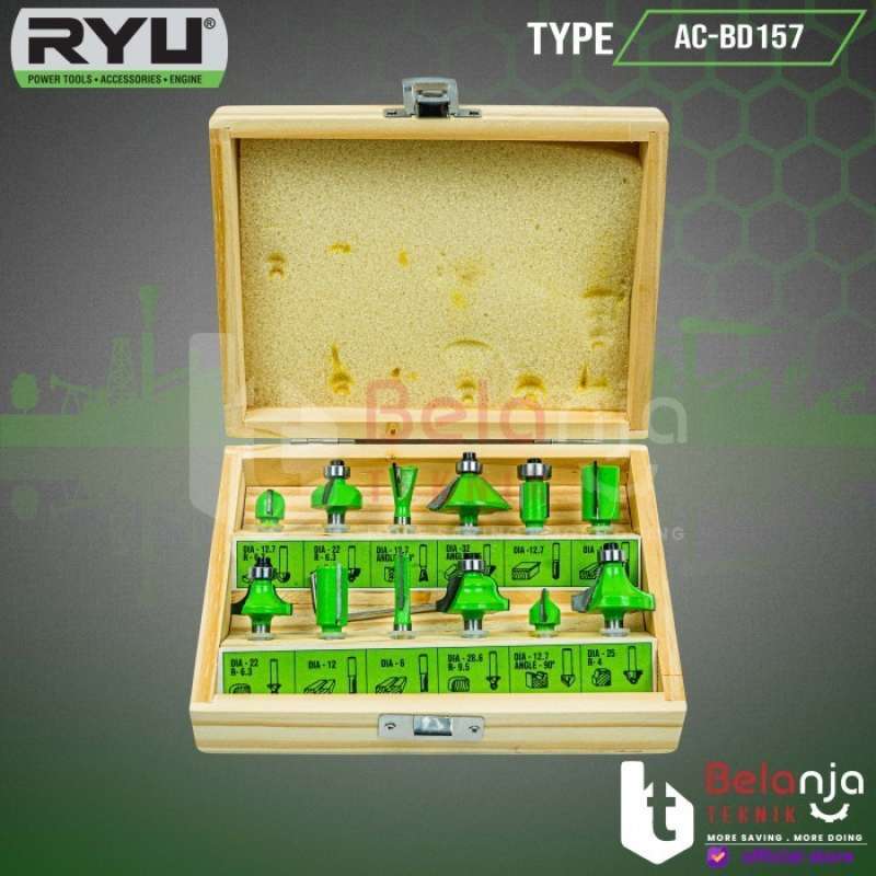 Promo RYU Mata Profil Trimmer Kayu 12 Pcs ¼ Router Bit Set 12Pcs 1/4 ...