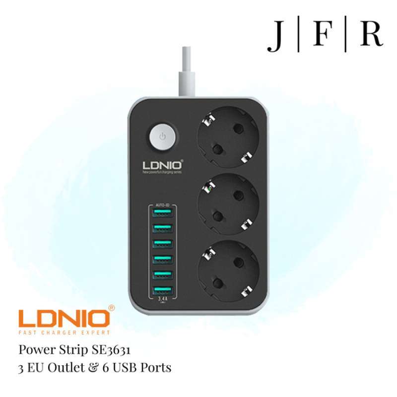 Promo LDNIO Power Strip 6 USB Port 3 Power Socket Stop Kontak Adaptor ...