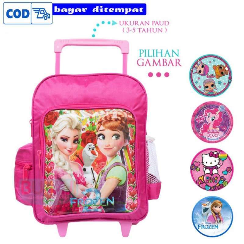 Jual Tas Troli Anak Paud TK Karakter Frozen Hello Kitty LOL Tas Roda 12 ...