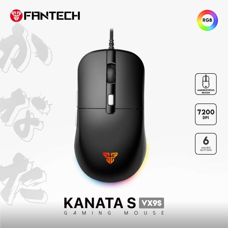 Jual Mouse Gaming Macro Fantech VX9/VX9S Kanata Series RGB Mouse - VX9-S Black di Seller GAPCOM ...