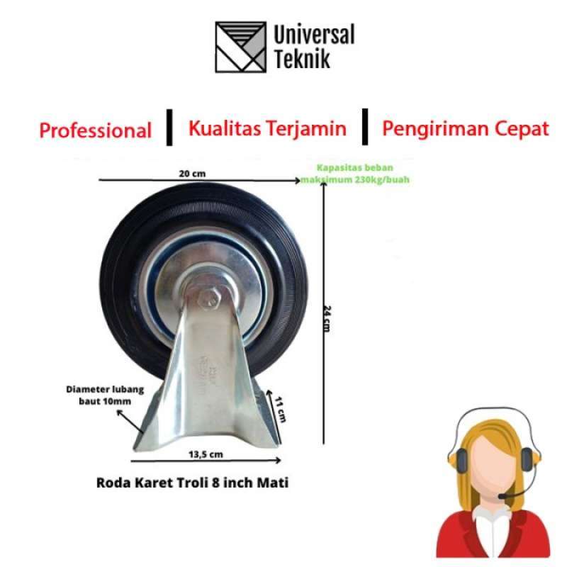 Promo Roda Troli Troly Karet Mati 8 Inch Roda Trolley Estalase Pintu ...