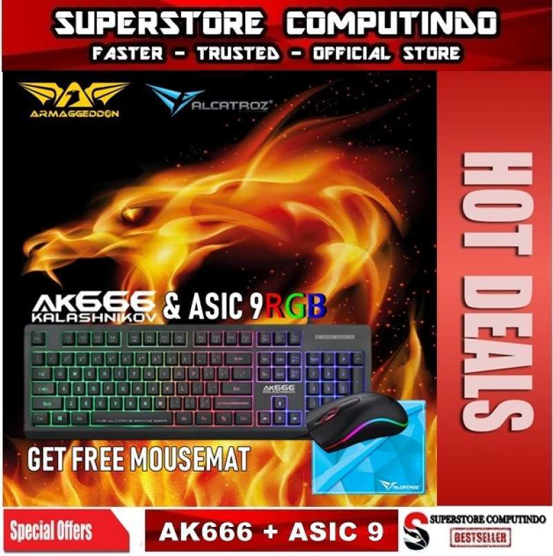 Promo Armaggeddon AK666-AK666X Membran Gaming Keyboard Combo Alcatroz ...