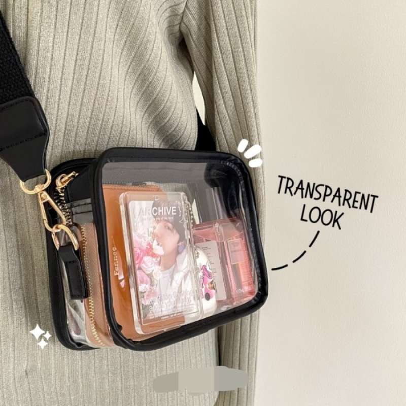 Promo MINI PVC CONCERT SLING BAG TAS KONSER BENING - Hijau - Putih ...