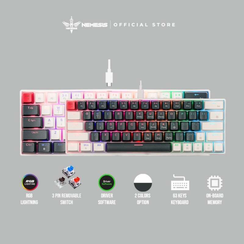 Jual NYK Nemesis HELENS MKN-06 Keyboard Mechanical 63 Keys Removable ...
