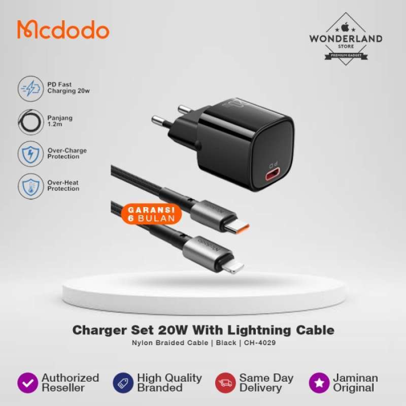 Jual Mcdodo Adaptor Charger Set 20w Usb-c To Lightning Fast Charging Pd ...