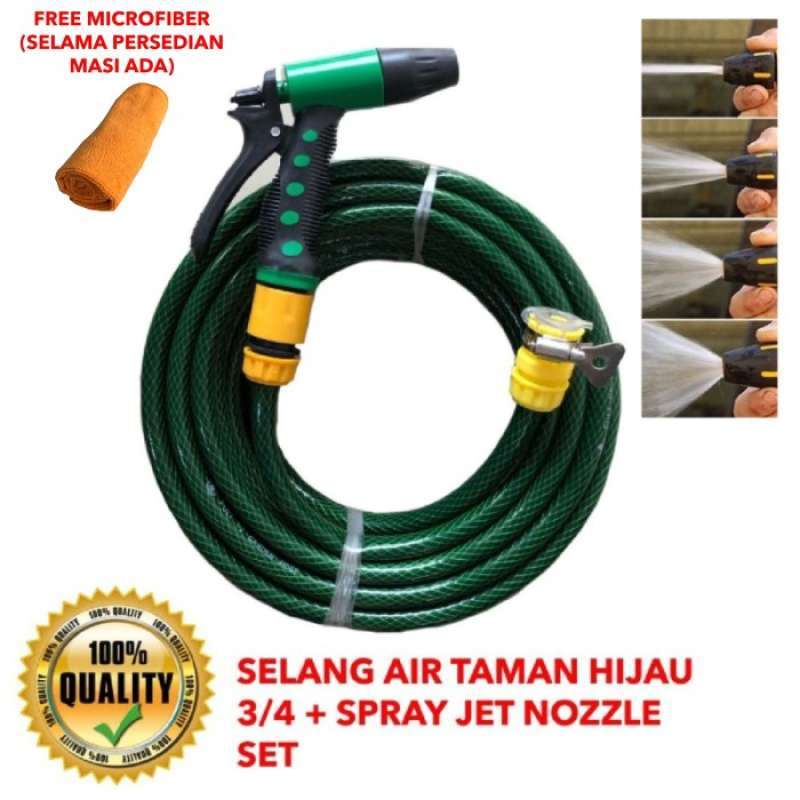 Promo Selang Air Taman Hijau Benang 3/4 + Spray Jet Nozzle Set - Selera ...