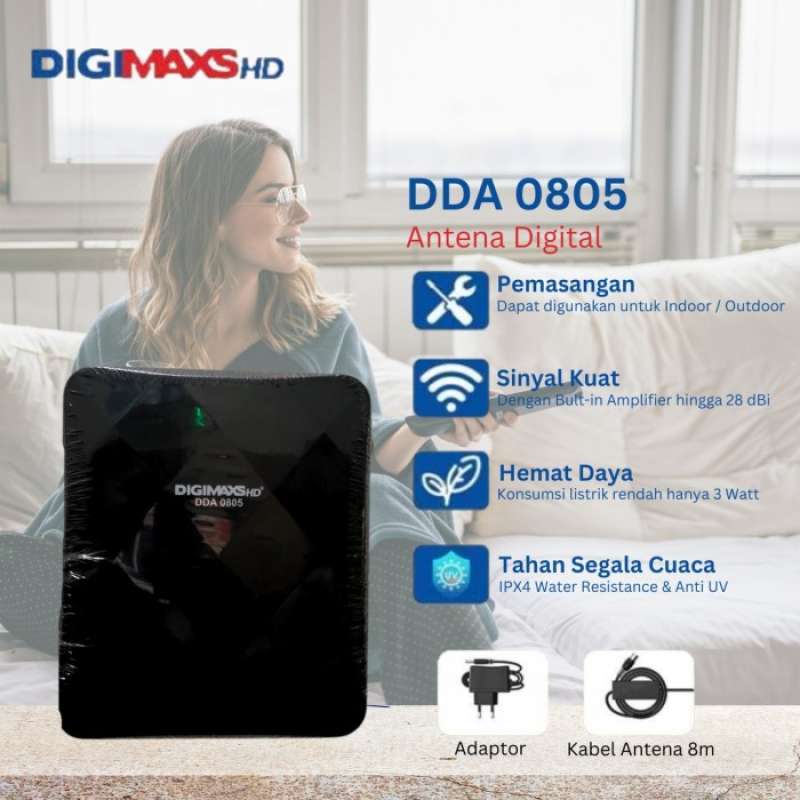 Jual Digimax Antena Tv Digital Indoor Outdoor Booster Kabel 8m 0804/0803 - Dda-0805 Di Seller ...