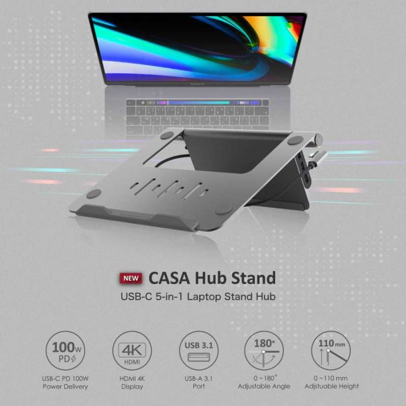 Promo Adam Elements Casa Hub Stand Usb-c 5-in-1 Laptop Stand Hub Diskon ...