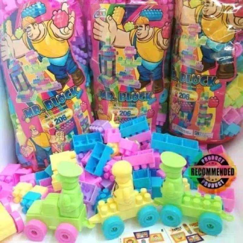 Promo Premium Mainan Mr Block Besar Tebal Brick Susun Balok Tas Serut ...