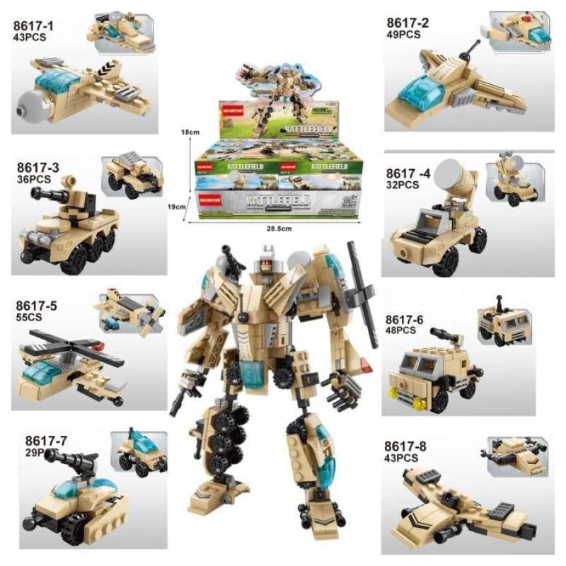 Promo Mainan Anak Brick Lele Military Battlefield 8 In1 Robot Diskon 50 ...
