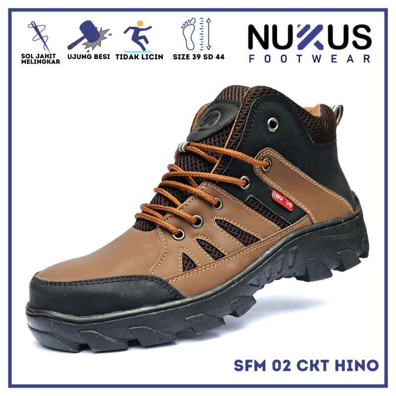 Jual Sepatu Safety Shoes Pria Ujung Besi Boots Tinggi Hitam Coklat ...