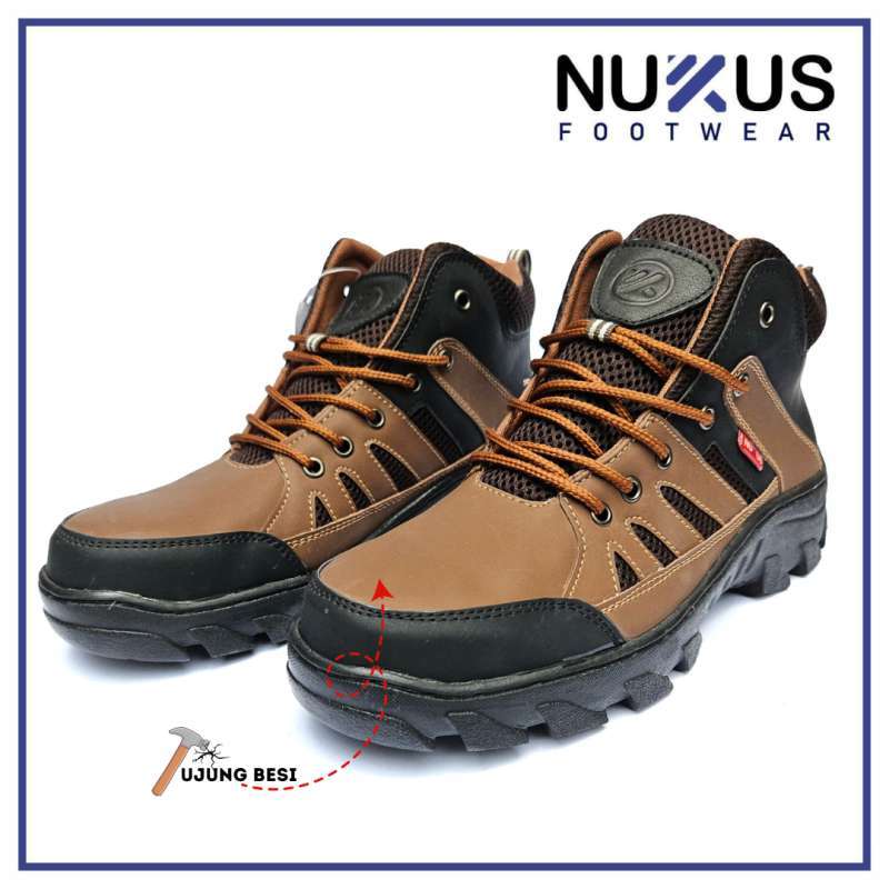 Jual Sepatu Safety Shoes Pria Ujung Besi Boots Tinggi Hitam Coklat ...