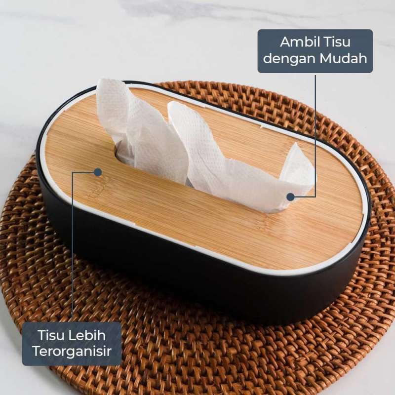 Jual Kotak Tisu Kayu Oval Lifting Tissue Box Storage 22x11.5x6cm Ke21 ...