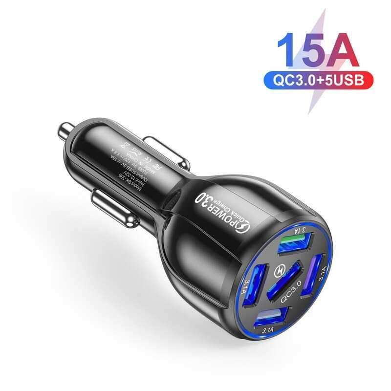 Jual Uslion Car Charger Mobil Usb 5 Port Qc 3.0 15a Bk-359 Charging ...