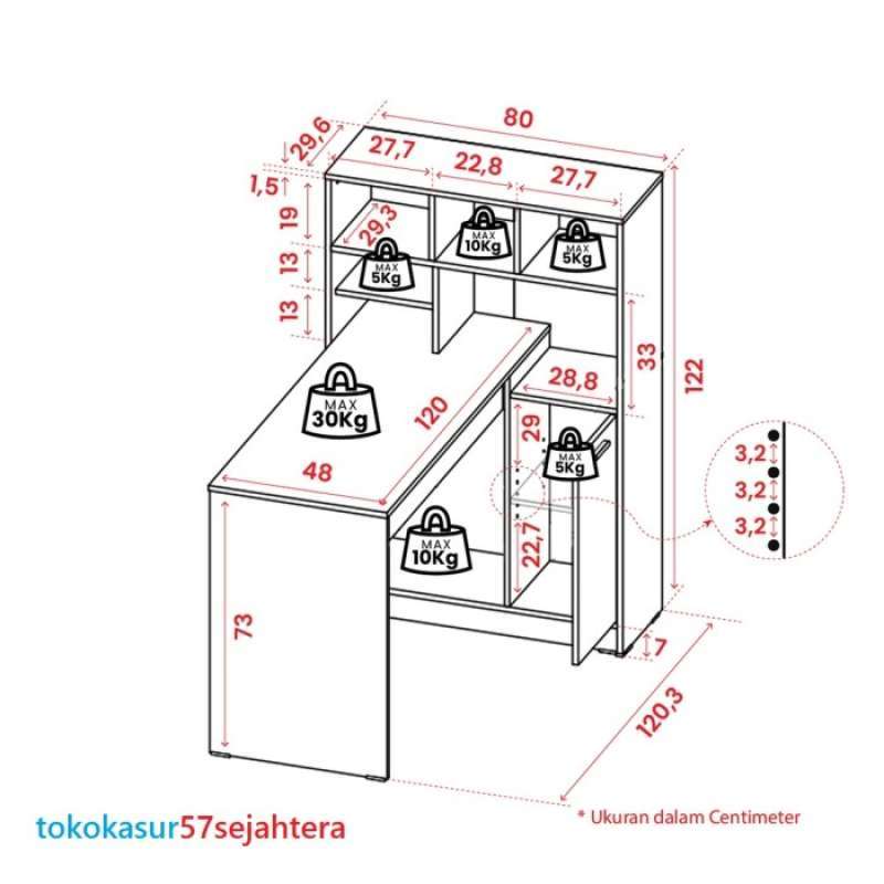Promo Meja Kerja Meja Belajar Meja Komputer + Rak Buku Luke Dk80 Pira ...