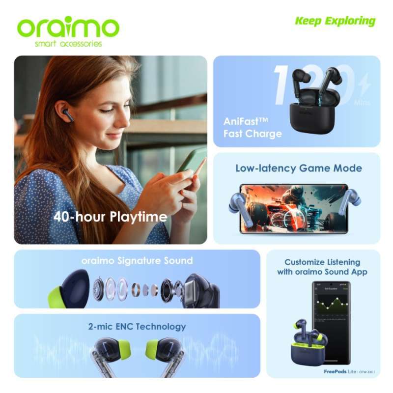 Promo Oraimo Mdl Mobile Legends Wireless Headset Bluetooth Earphone Tws ...