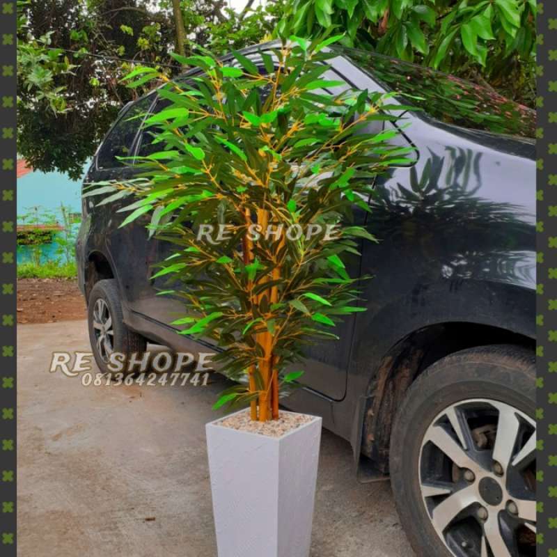 Promo Pohon Bambu Plastik Bunga Hias 120 Cm - Pot Putih Diskon 50% Di ...