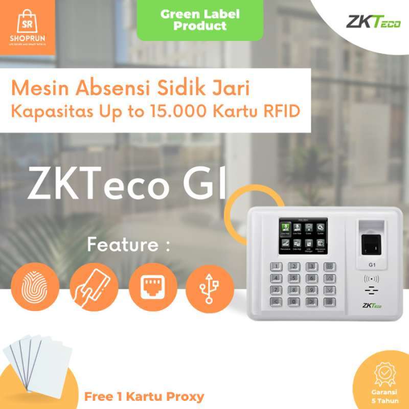 Promo Mesin Absensi Fingerprint Support Kartu Rfid Zkteco G1 Resmi - Kartu Diskon 11% Di Seller ...