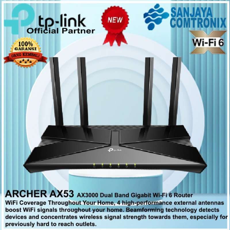 Promo Archer Ax53 Ax3000 Dual Band Gigabit Wifi6 Router Diskon 23% Di ...