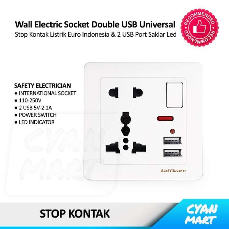 Promo Stop Kontak Usb Colokan Listrik Dinding Electric Socket 2 Port ...