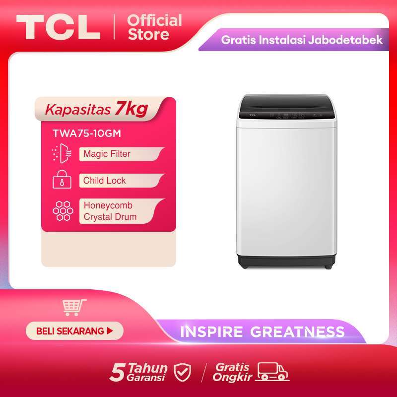 Jual [new] Tcl Mesin Cuci Top Loading 7 Kg - Honeycomb Crystal Drum - Auto Cleaning - Eight Wash ...