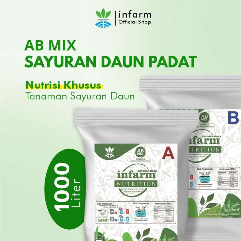 Jual Infarm - Nutrisi Ab Mix Besar Sayuran Daun Pupuk Hidroponik1000 Liter Di Seller Infarm ...
