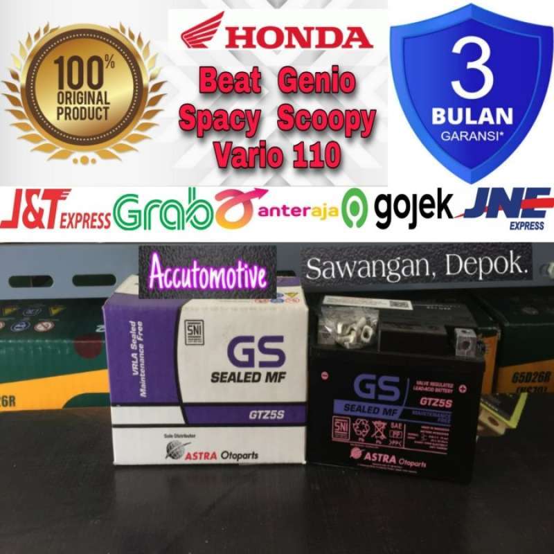 Promo Aki Motor Honda Beat Genio Spacy Scoopy Vario 110 Gs Astra Gtz5s Murah Diskon 33% Di ...