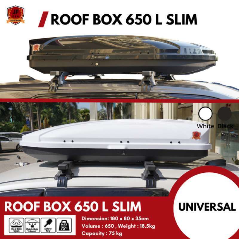 Promo Roof Box Bagasi Atas Mobil Slim Universal 650 Liter - Hitam/putih ...