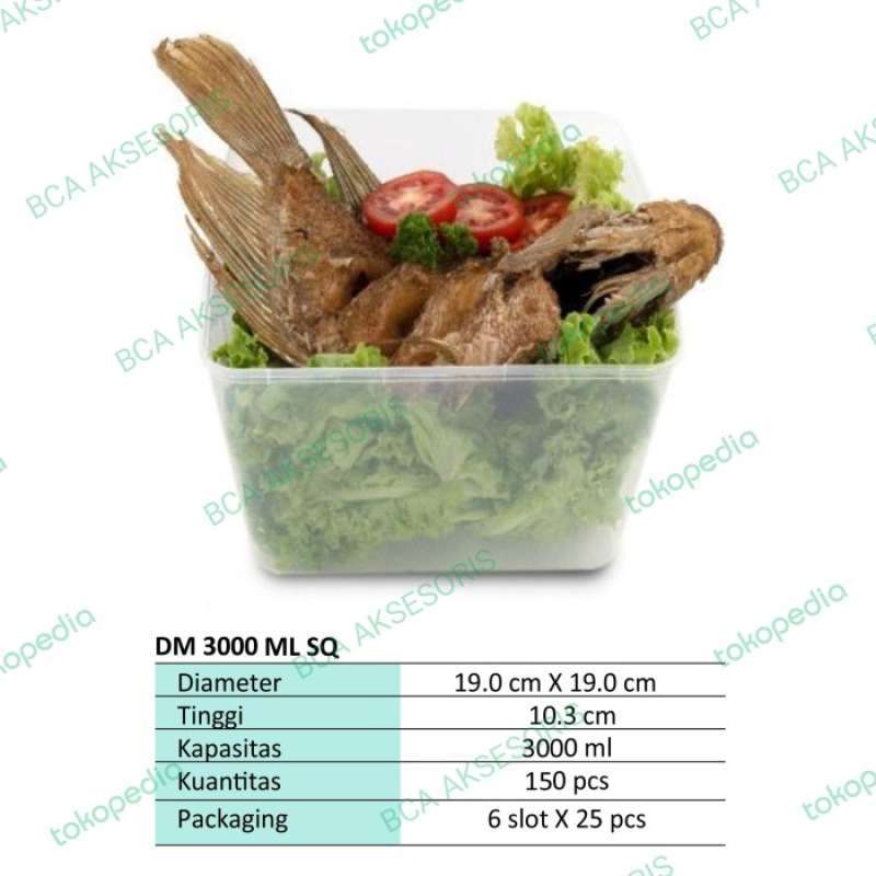 Promo Kotak Makan Persegi 3000ml Box Thinwall Food Container Isi