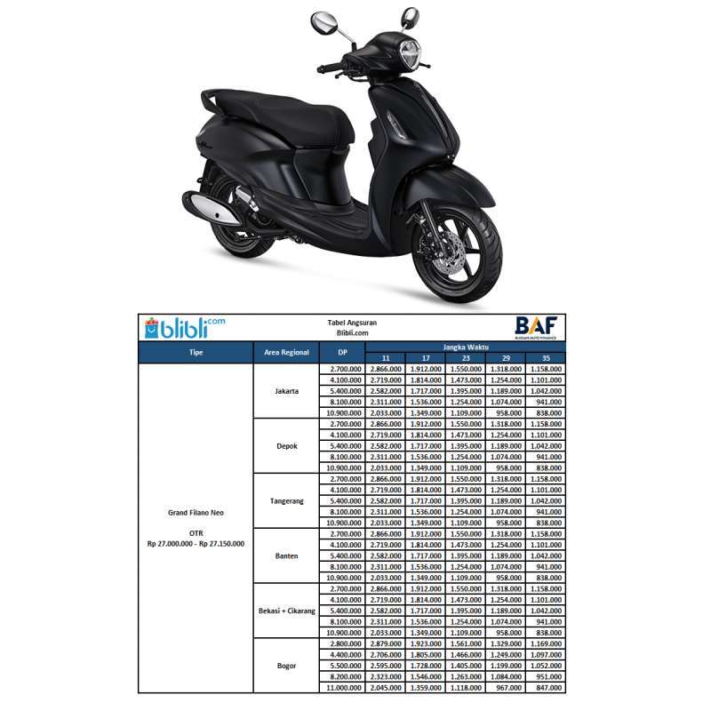 Jual Baf - [dp] Yamaha Grand Filano Neo Sepeda Motor [otr ...