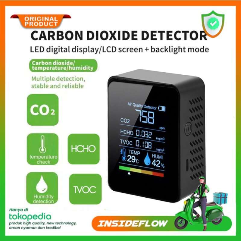 Promo Carbon Dioxide Detector Co2 Tester Kualitas Udara Digital - Hitam ...