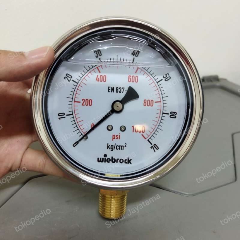Promo Pressure Gauge Stainless 4 Inchi 70 Bar / 1000 Psi Wiebrock ...