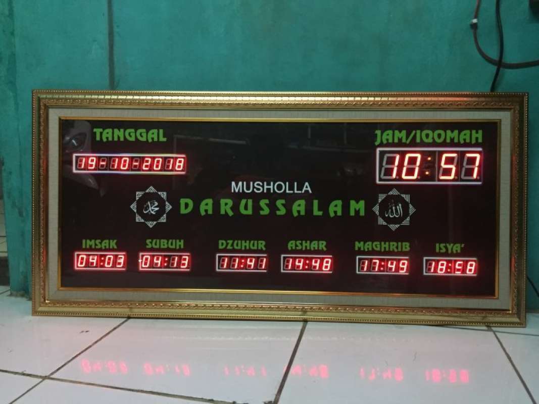 Promo Jam Jadwal Sholat Masjid Size 112x52cm Doble Frame Diskon 23% Di ...