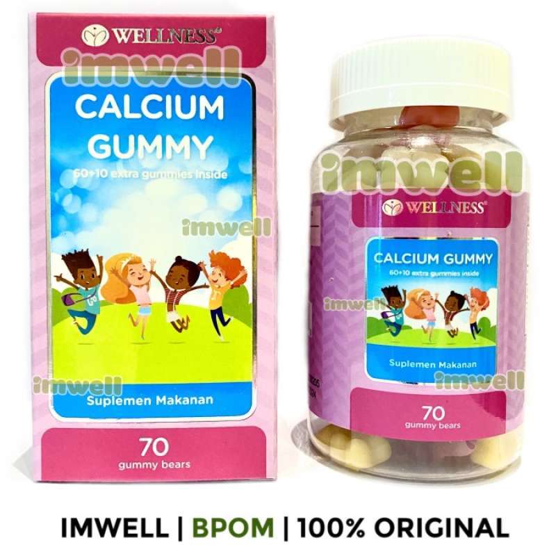 Promo Wellness Calcium Gummy 70 Vitamin D3 Imun Anak Children Tulang ...