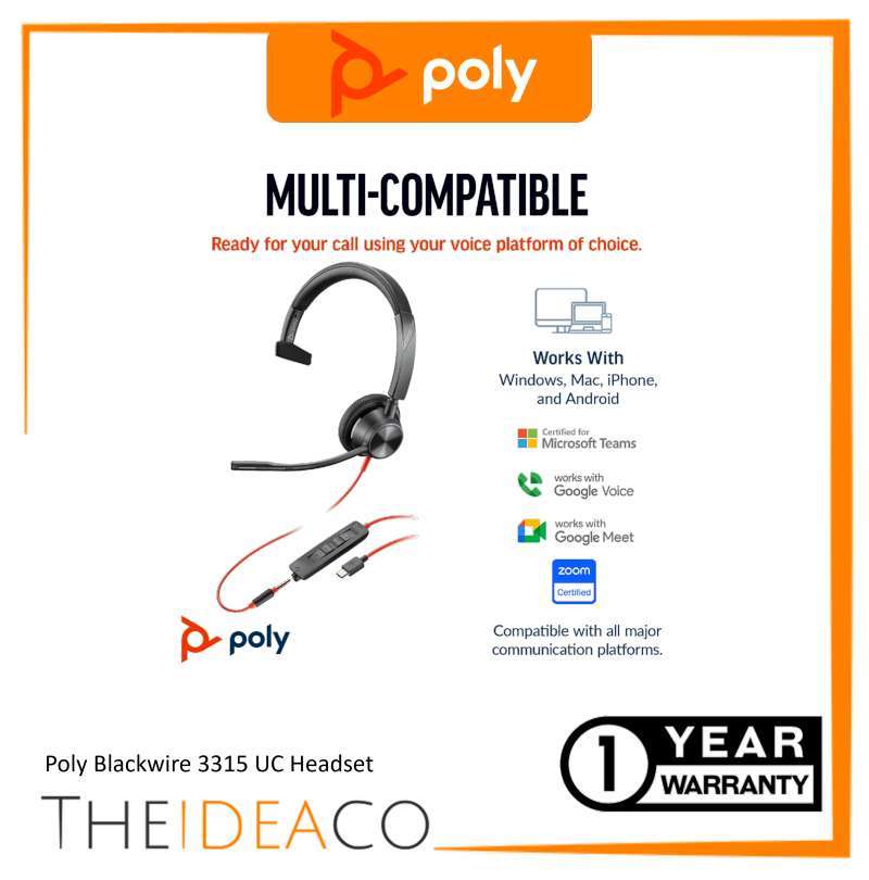 Jual Poly Hp Blackwire 3315 Uc Usb-a/usb-c Headset Di Seller Theidea.co ...