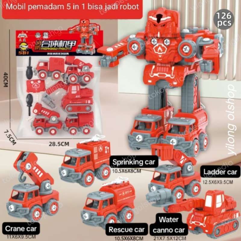 Promo Mainan 5in1 Mobil Pemadam Kebakaran Bisa Rakit Jadi Robot ...