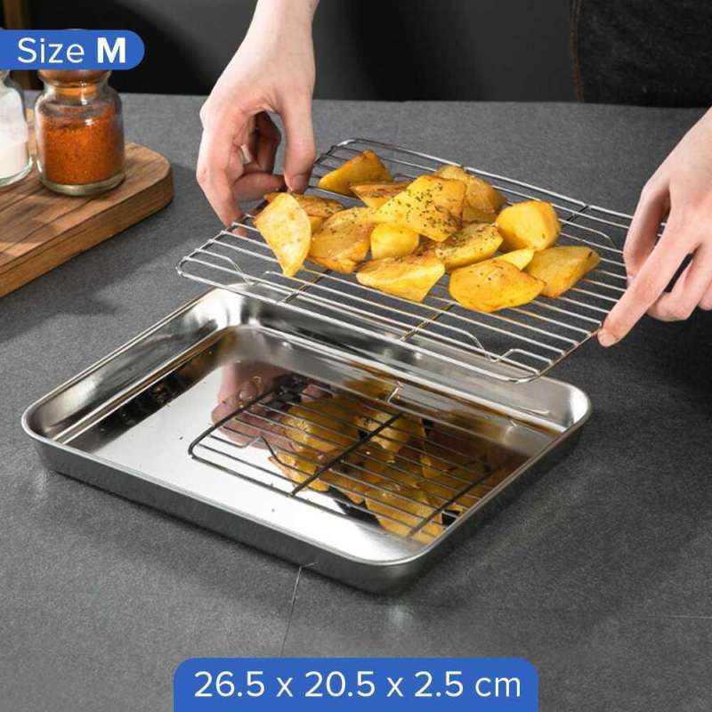 Jual Nlslasi Loyang Nampan Baking Sheet Tray Rack Removable Stainless ...