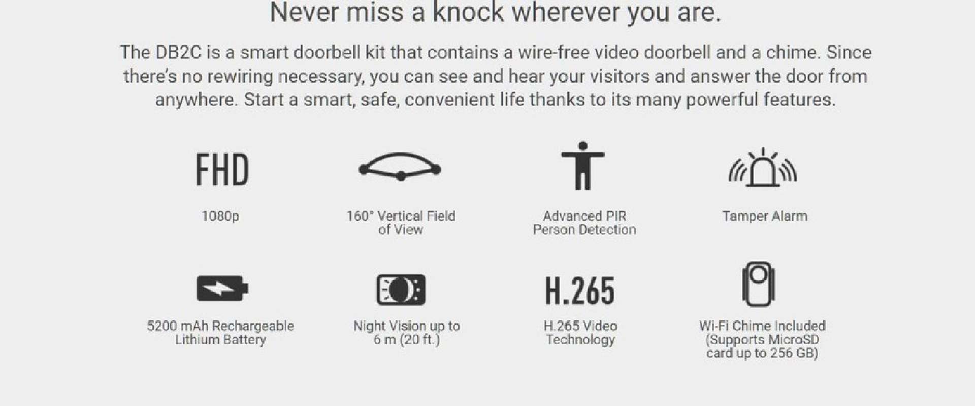 Jual Ezviz Wireless Video Smart Doorbell Db2c Kit With Chime Resmi 1 ...