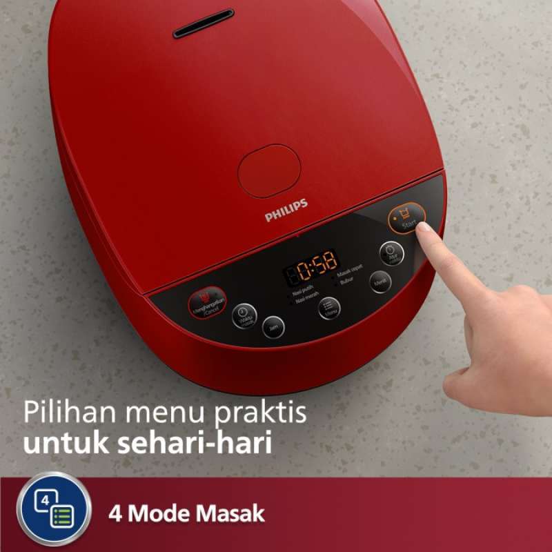 Promo Philips Digital Rice Cooker 1.8l Hd4515/29 Red Diskon 8% Di ...