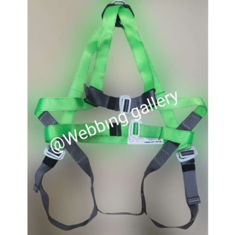 Promo H-lift Full Body Harness Green Double Hook Lanyard With Shock ...