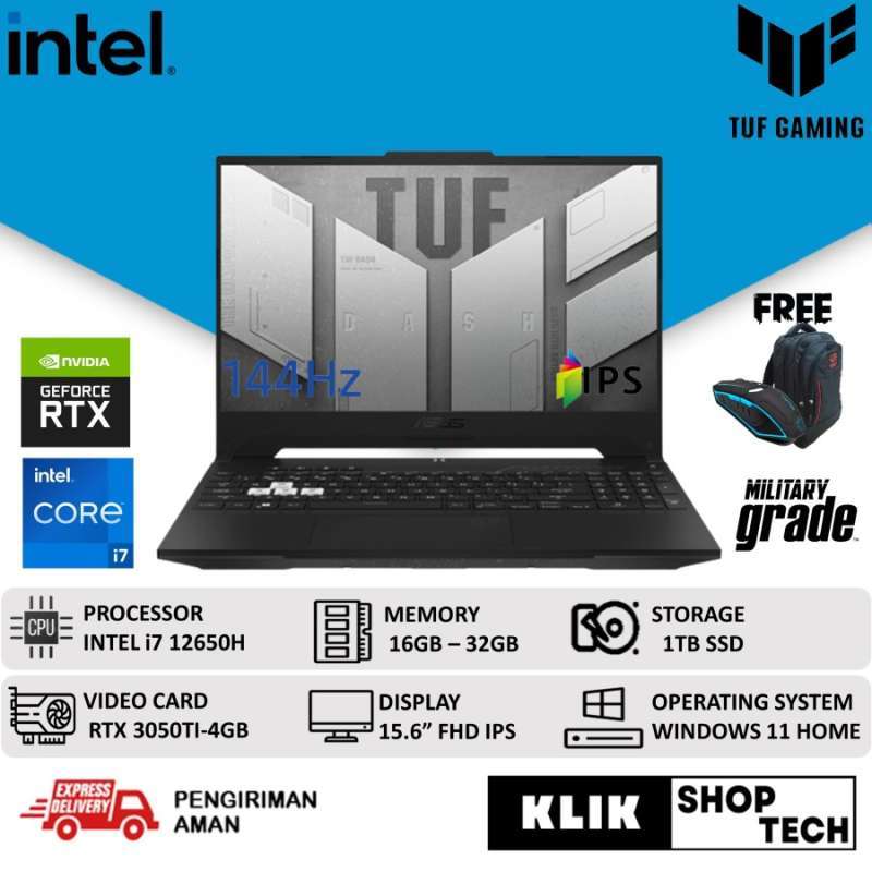 Jual Asus Tuf Dash F15 Fx517ze Intel I7 12650h 32gb 1tb Ssd Rtx3050ti ...