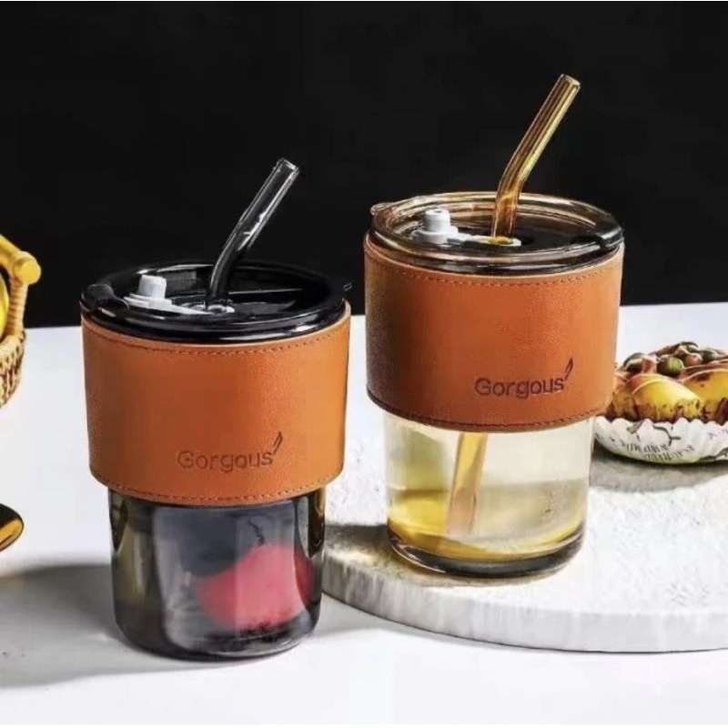 Jual Botol Minum Gelas Kaca Tebal + Sedotan Gelas Aesthetic Botol Kaca ...