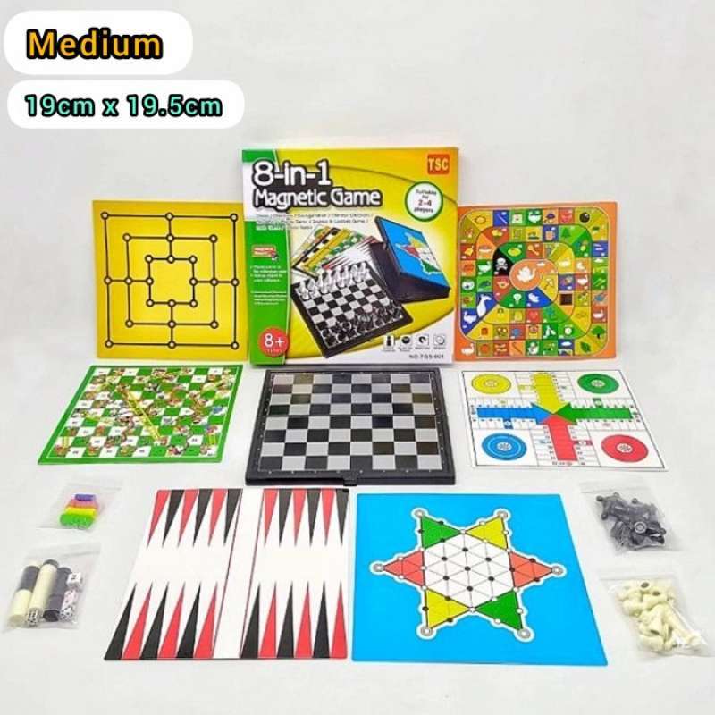 Promo Mainan Papan Magnet 5 In 1 - Catur Ular Tangga Ludo Halma Checker ...