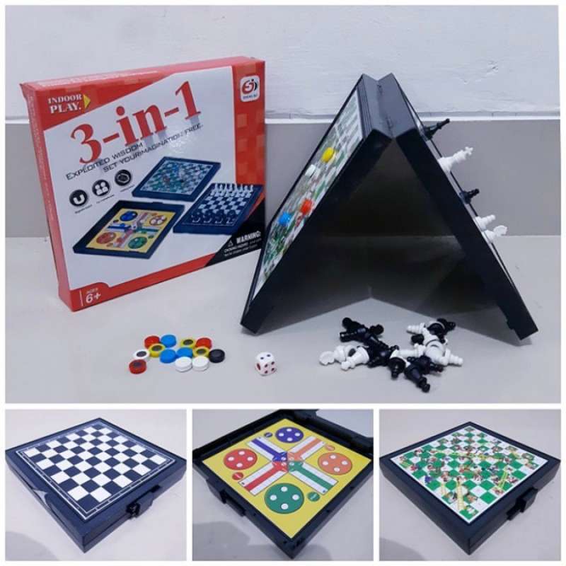 Promo Mainan Papan Magnet 5 In 1 - Catur Ular Tangga Ludo Halma Checker ...
