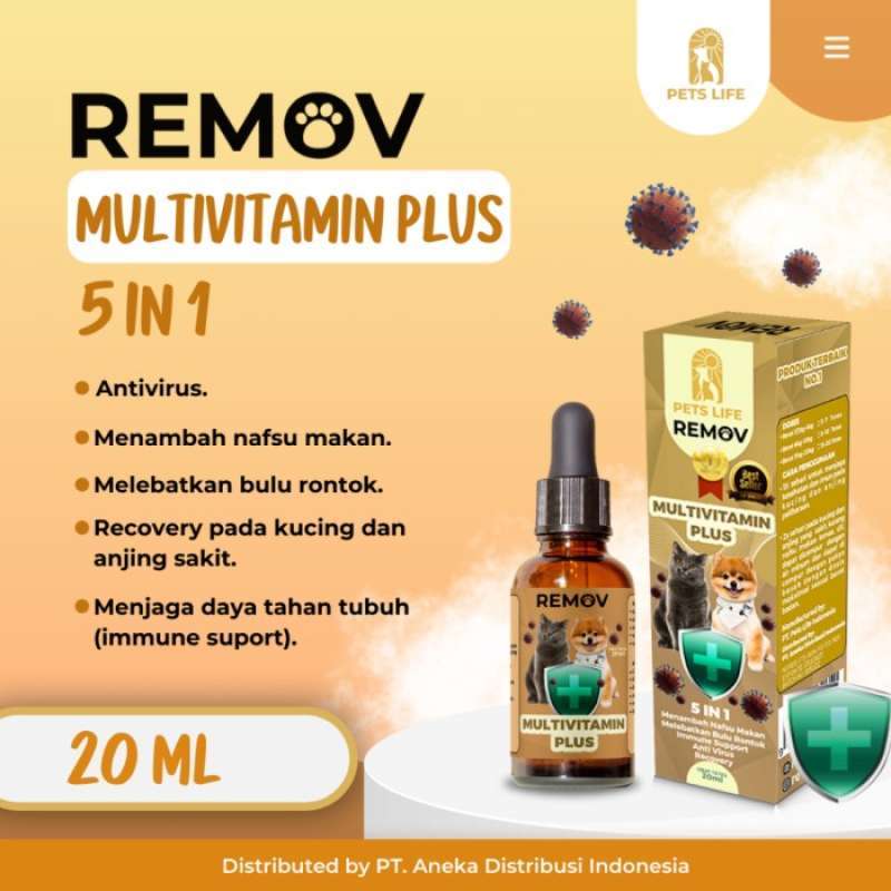 Jual Remov Vitamin Anjing Kucing Tetes Multivitamin Immune Booster 20 ...