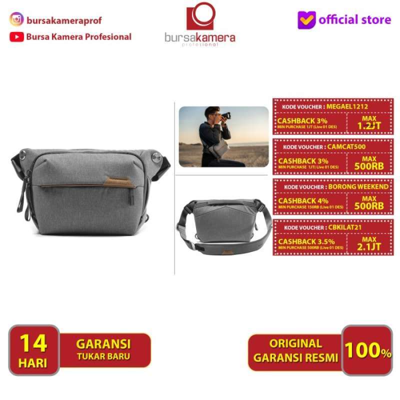 Promo Peak Design 3l Everyday Sling V2 3l Ash Original Resmi Segel ...