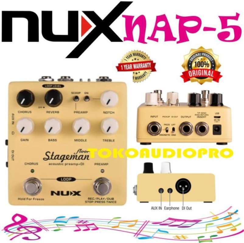 Promo Nux Nap5 Nap-5 Nap 5 Floor Stageman Efek Gitar Akustik Preamp ...